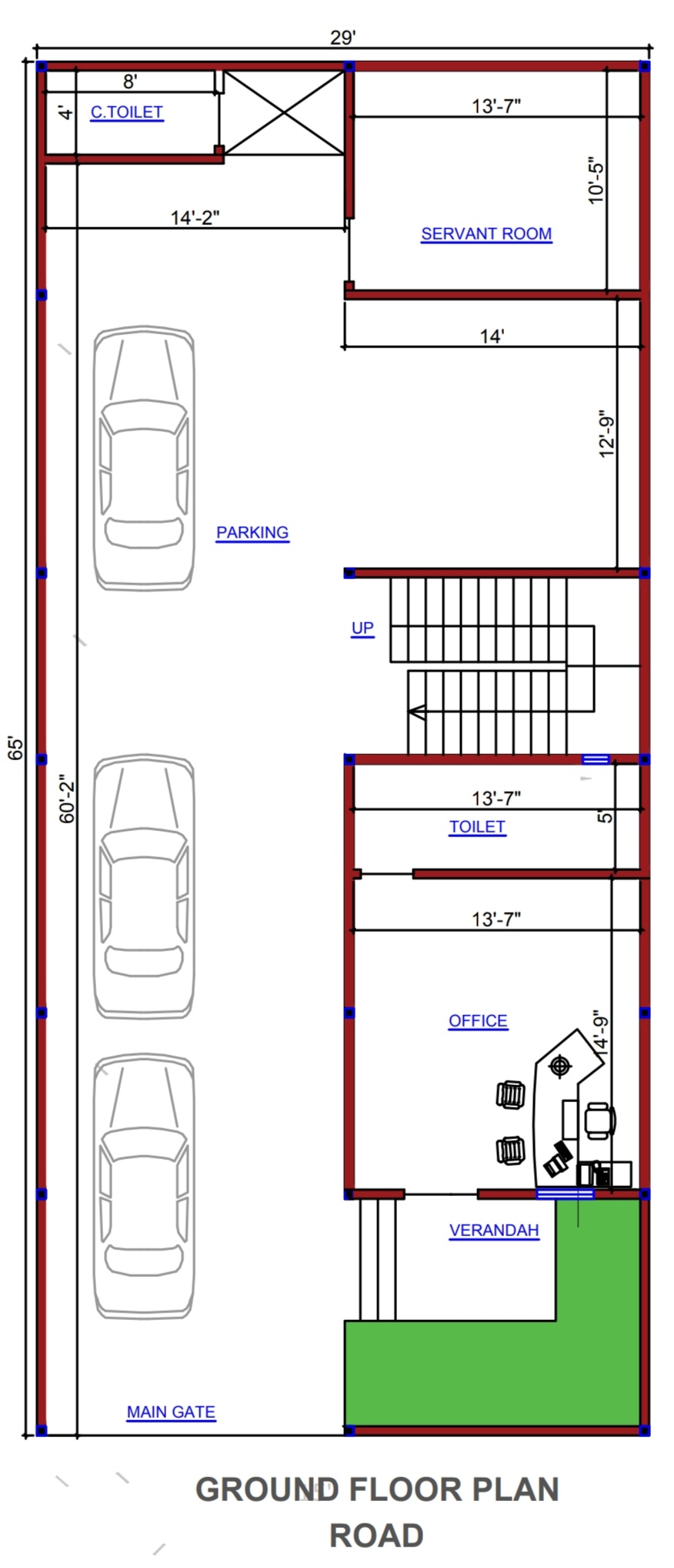 29x65 Elevation Design Indore - 29*65 House Plan India
