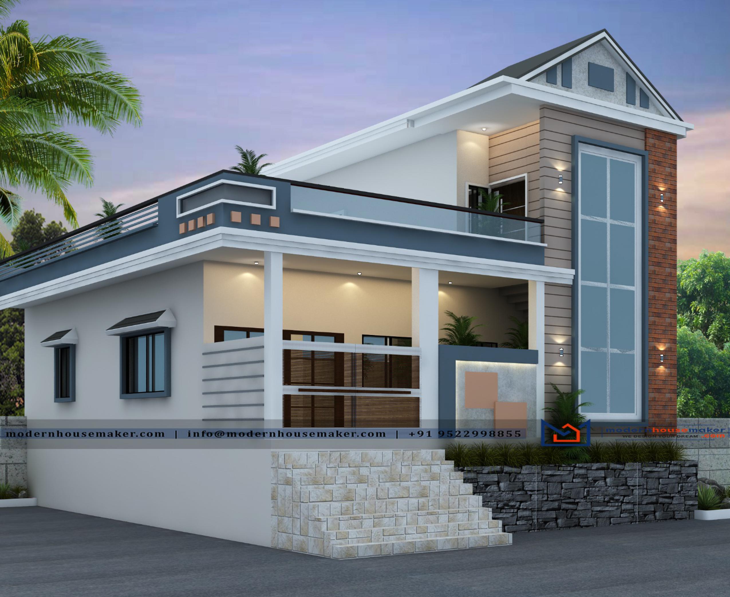 38x36 Elevation Design Indore - 38*36 House Plan India