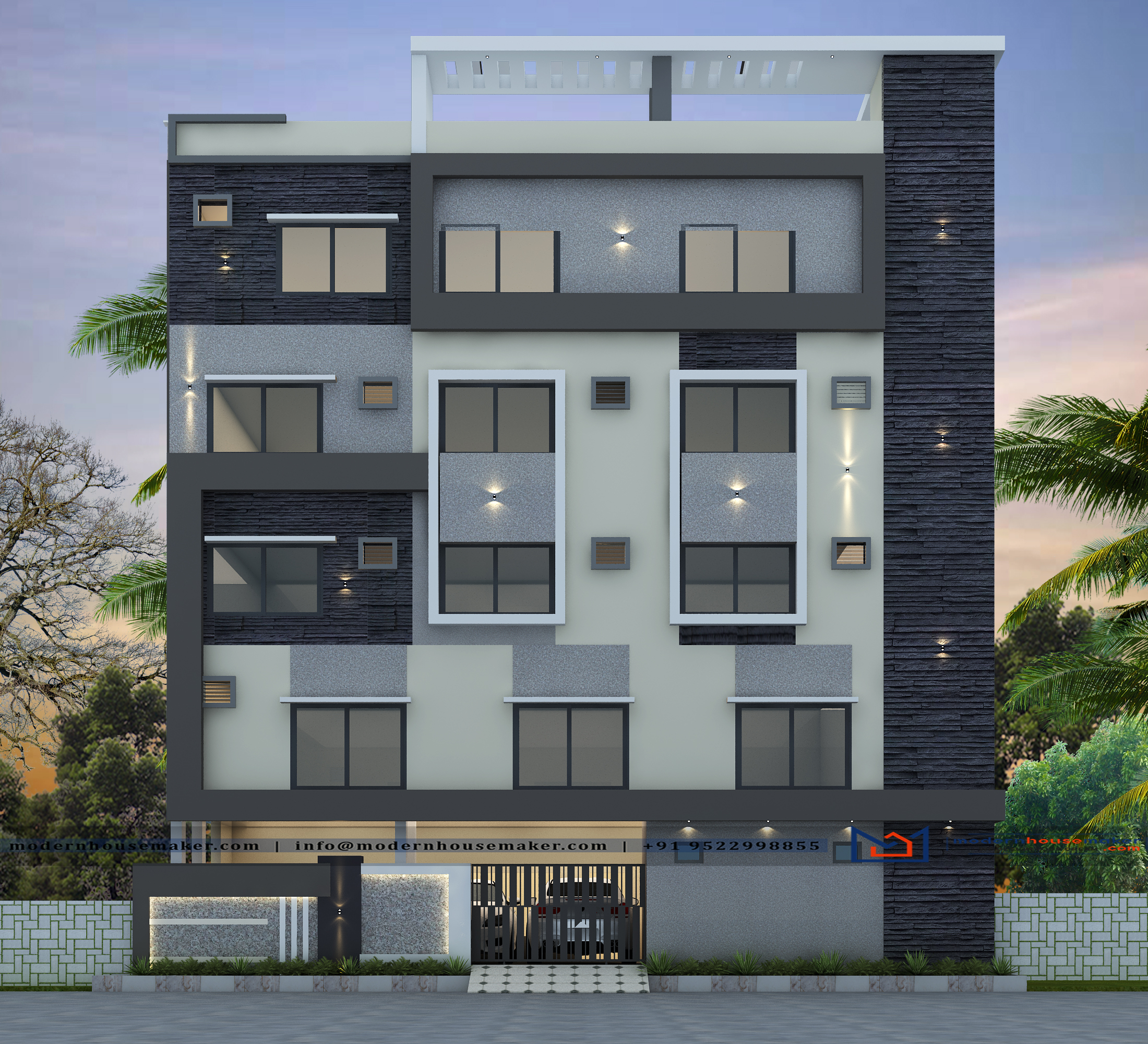 59x33 Elevation Design Indore - 59*33 House Plan India