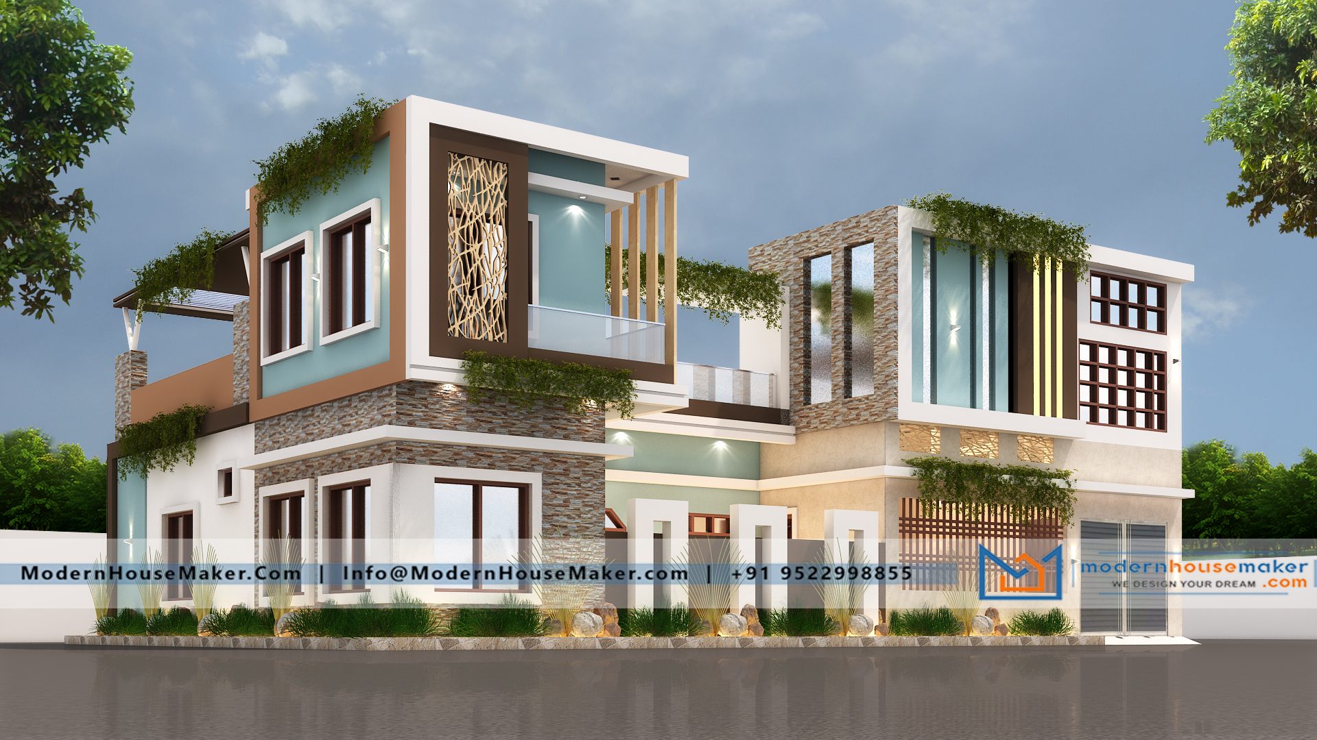 58x32 Elevation Design Indore - 58*32 House Plan India