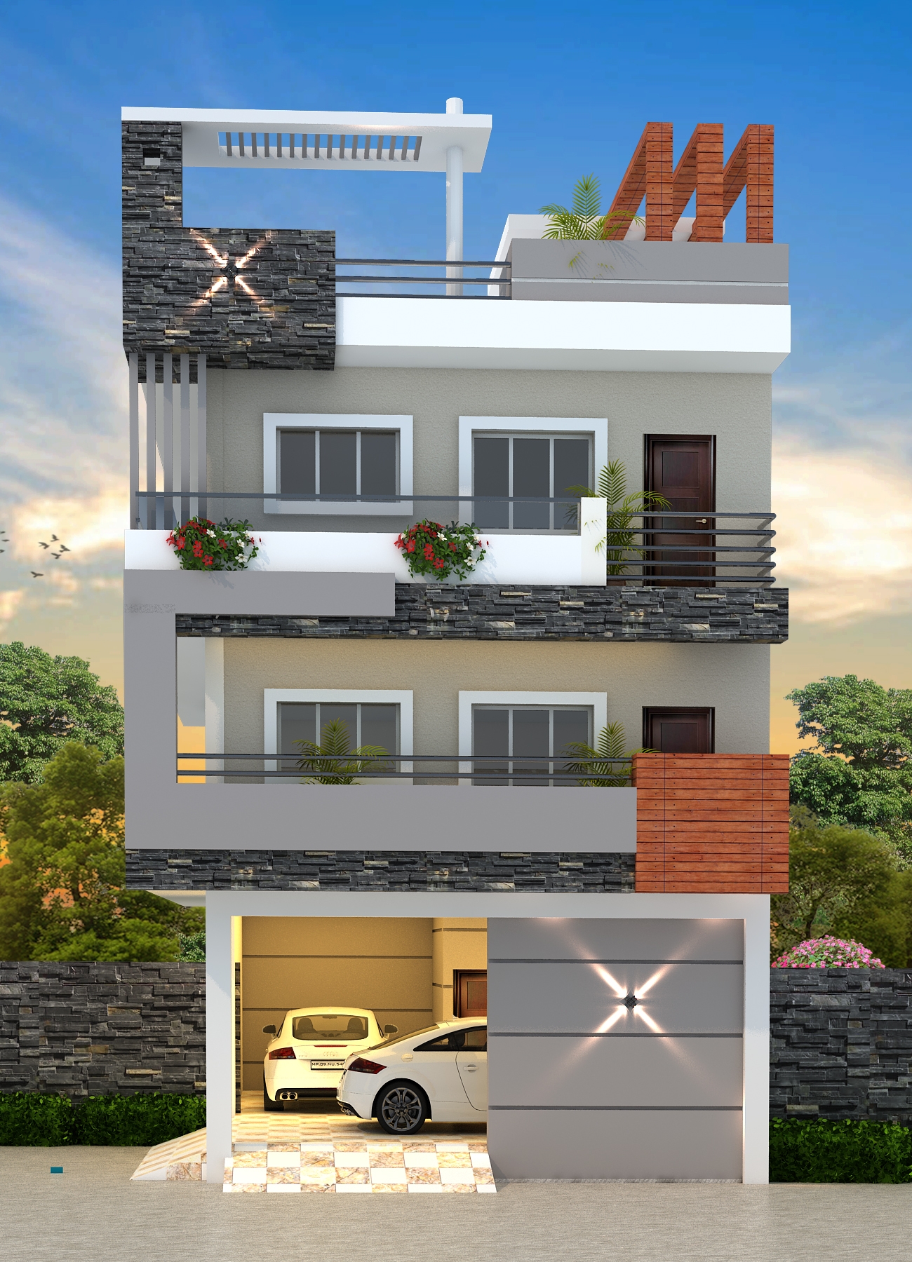 40x43 Elevation Design Indore - 40*43 House Plan India